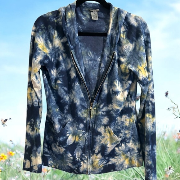 Thalian | Tops | Thalian Xtract Tiedye Zipup Hoodie Blue And Yellow Tie ...